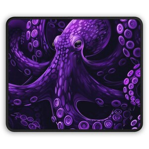 Purple Octopus Desk Mat, Dark Mousepad, Cute Accessories, Aesthetic ...