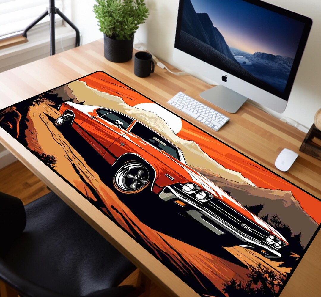 Chevy Chevelle Desk Mat, Orange Mousepad, Cute Accessories, Aesthetic ...