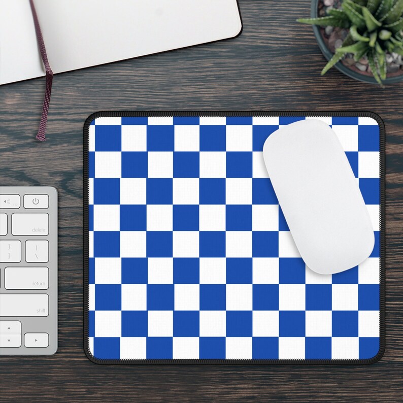 Blue and White Checkered Mousepad With Non-slip Base - Etsy