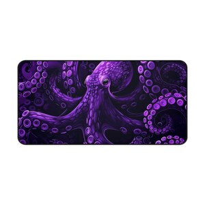 Purple Octopus Desk Mat, Dark Mousepad, Cute Accessories, Aesthetic ...