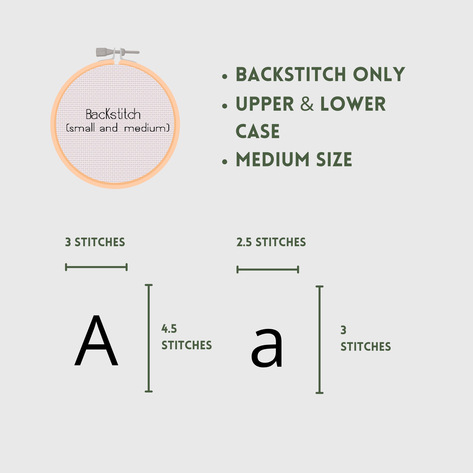 Backstitch Alphabet Cross Stitch Pattern Small and Medium Size Linear ...