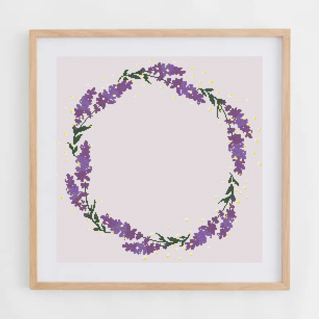 Lavender Wreath Cross Stitch Pattern | Floral Embroidery Digital Chart ...