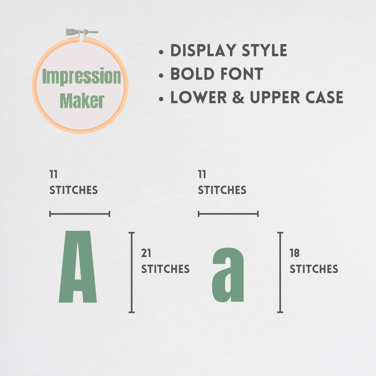 Impression Maker: Cross Stitch Alphabet Pattern Small-medium Size Bold ...