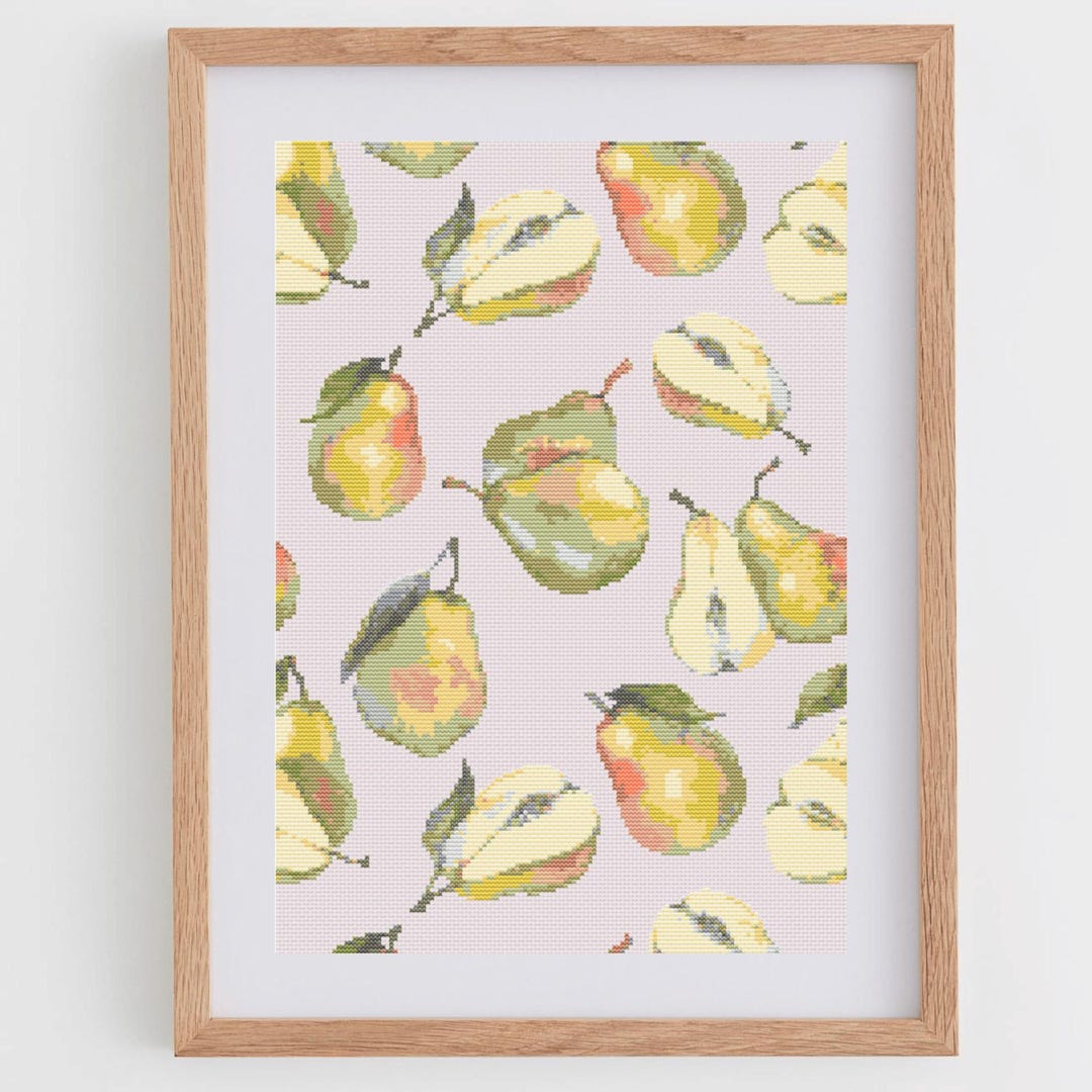 Watercolor Pears Cross Stitch Pattern for Modern & Pretty Kitchen Decor ...