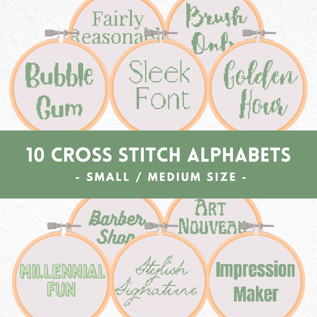 10 Cross Stitch Alphabet Patterns Small-medium Size 1 Cross Stitch Font ...