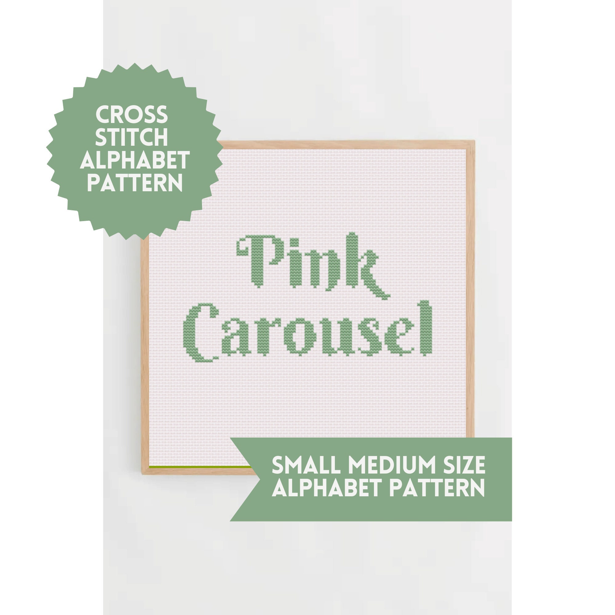 Pink Carousel: Cross Stitch Alphabet Pattern Small-medium Size Cross ...