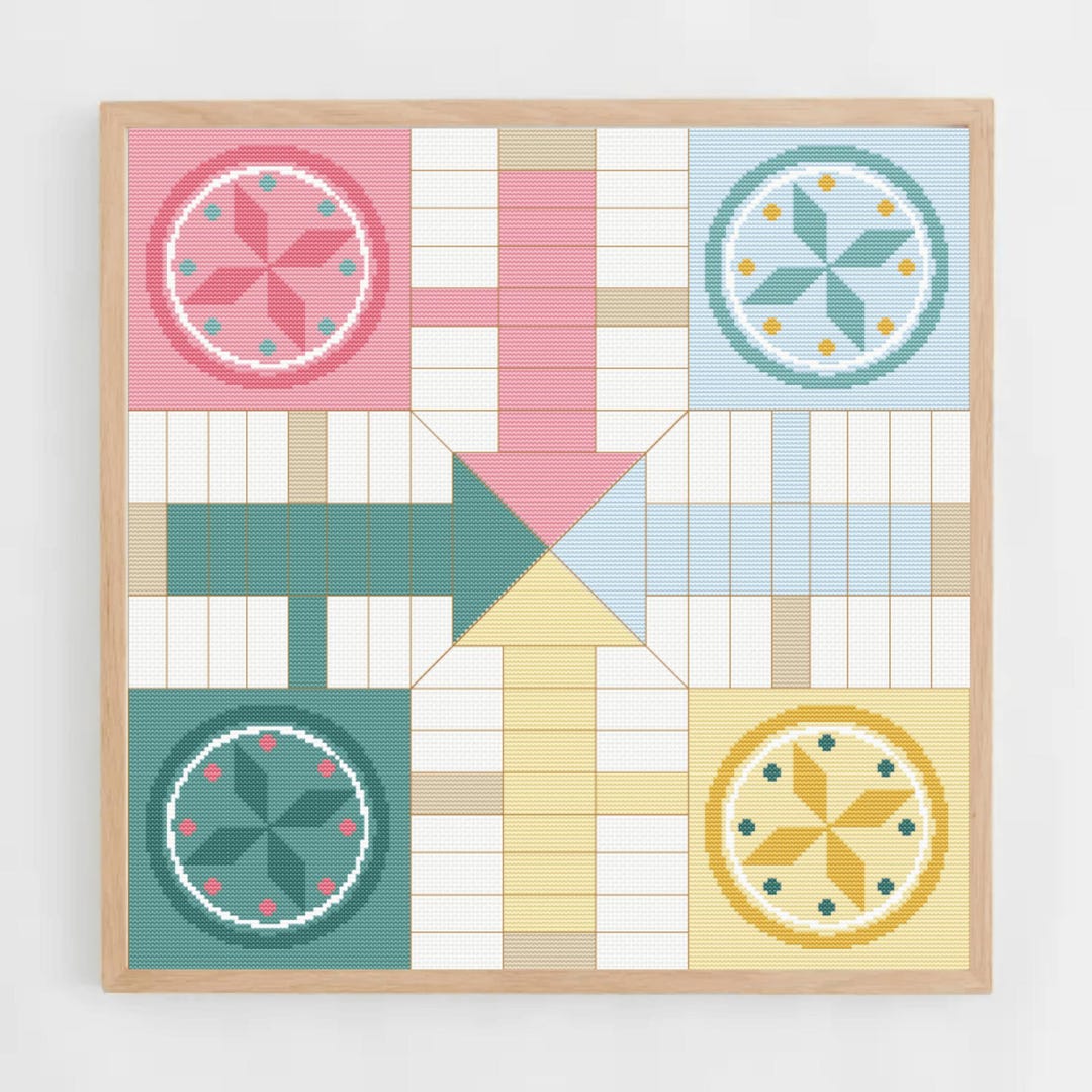 Parcheesi Pastel Cross Stitch Pattern: Board Game Chart (PDF) - Etsy