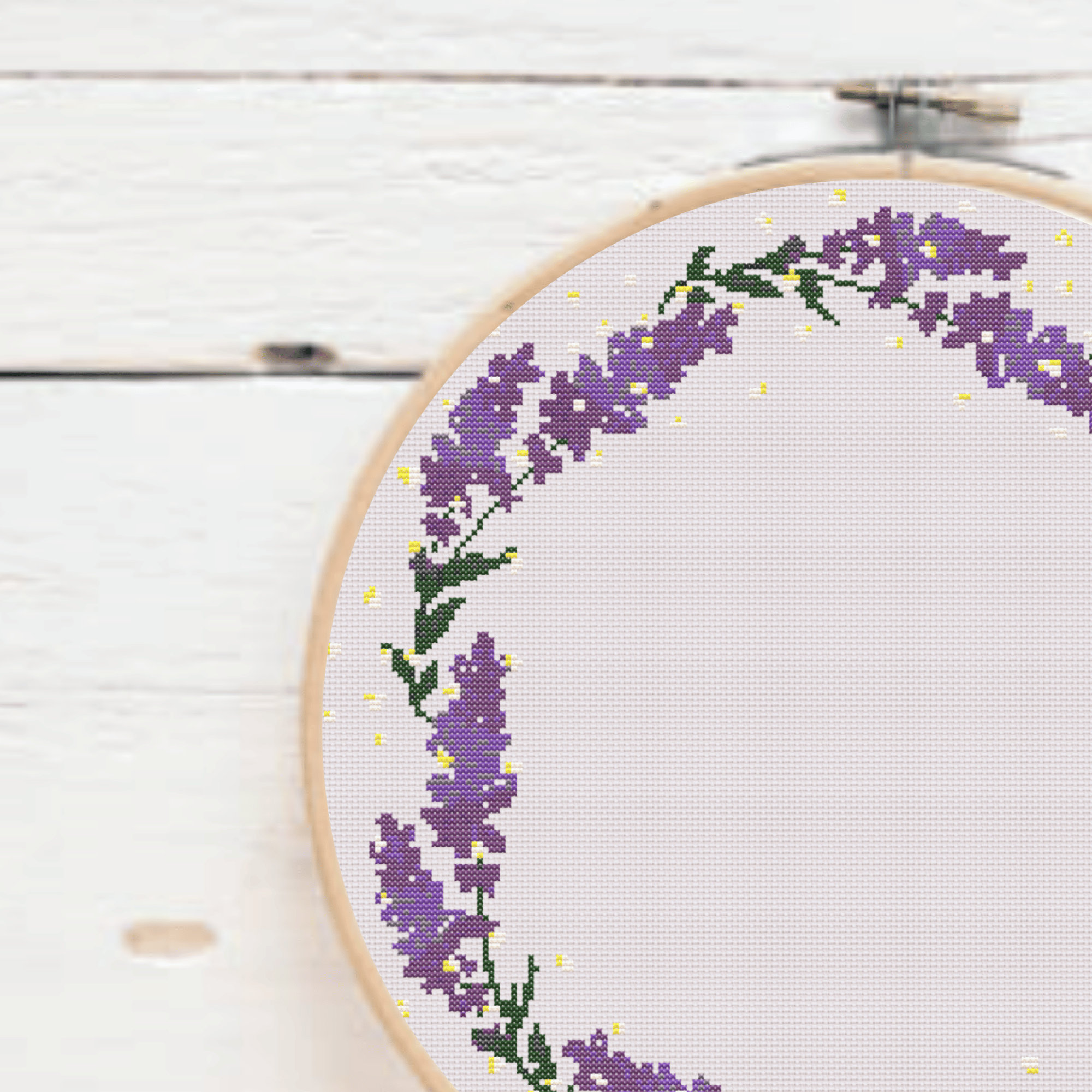 Lavender Wreath Cross Stitch Pattern for Modern & Pretty Decor (PDF ...