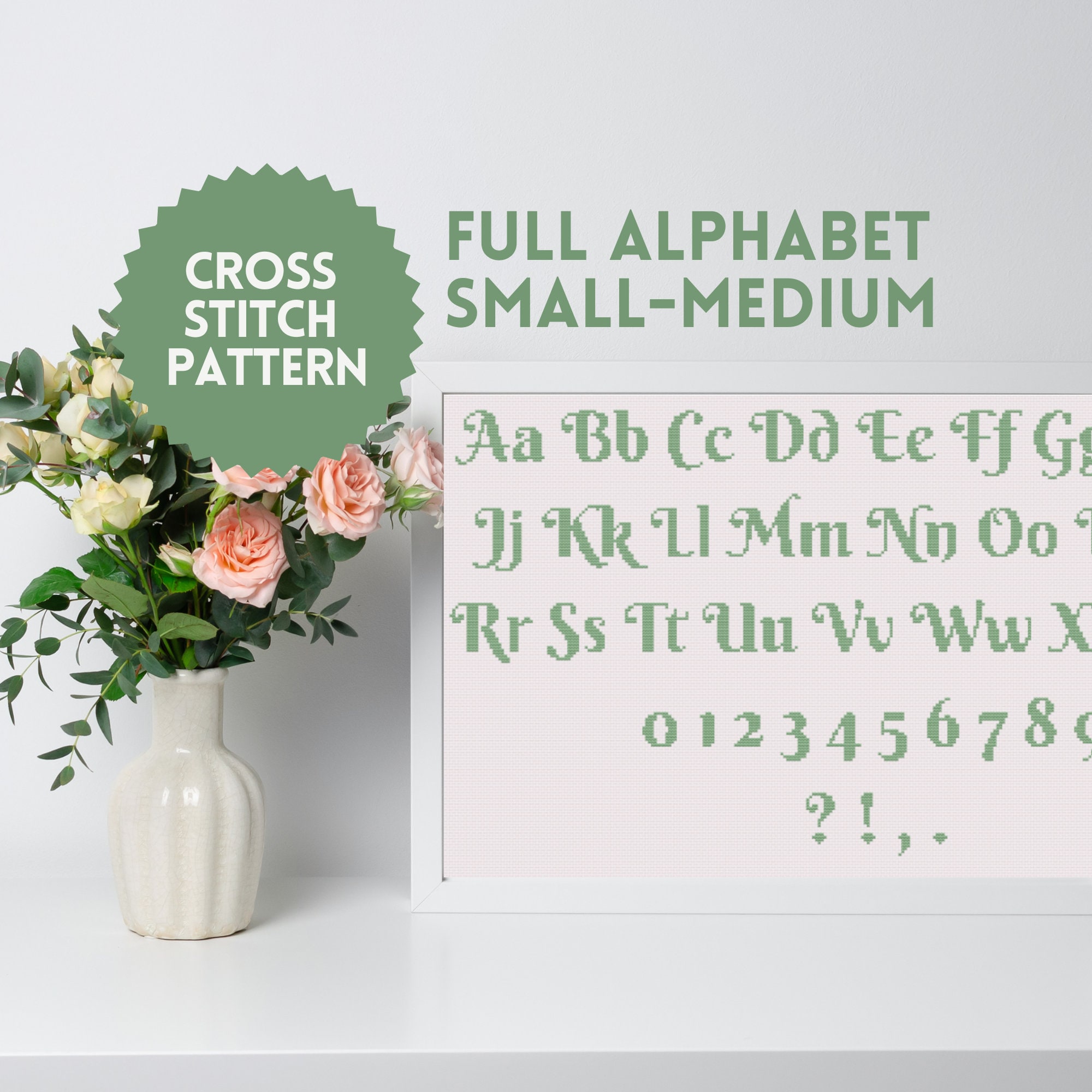 Pink Carousel: Cross Stitch Alphabet Pattern Small-medium Size Cross ...