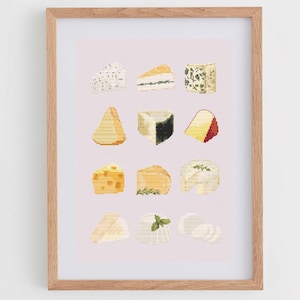 Cheese Poster Cross Stitch Pattern: Gourmet Food Digital Chart for ...