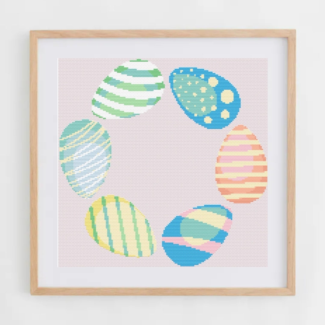 Easter Wreath Cross-stitch Pattern | Easter Cross-stitch Chart: Wreath ...