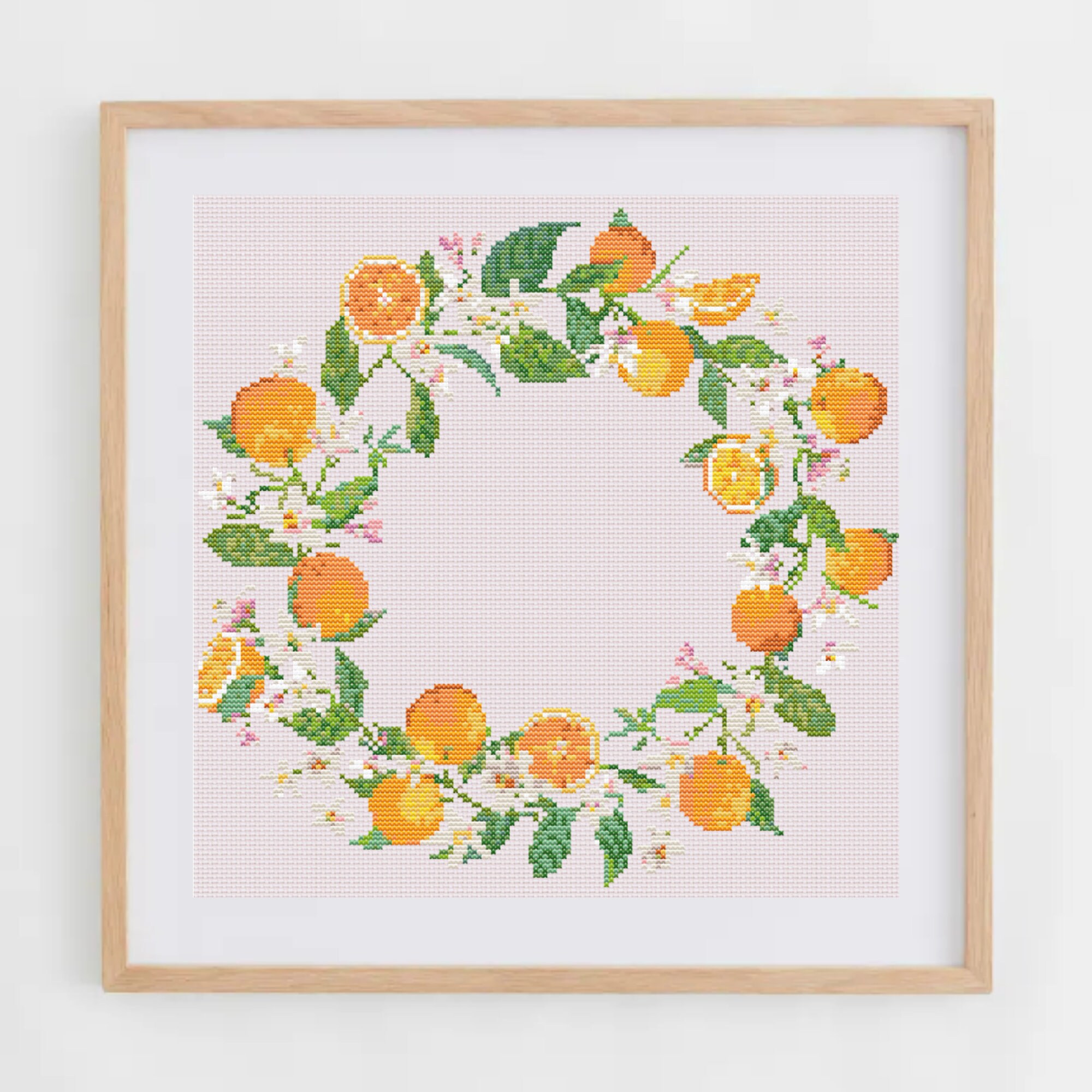 Orange Wreath Cross Stitch Pattern Orange Cross Stitch Chart Fruit ...