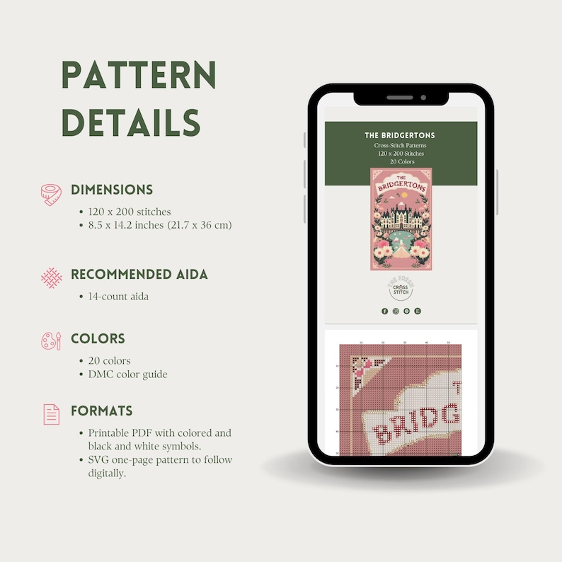 The Bridgertons: Book Cover Cross Stitch Pattern for Modern & Pretty ...