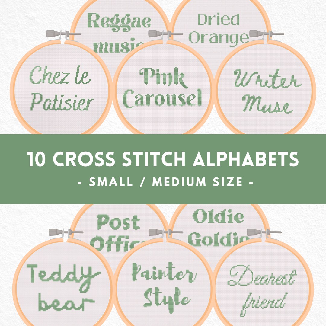 10 Cross Stitch Alphabet Patterns Small-medium Size 2 Set of 10 Cross ...