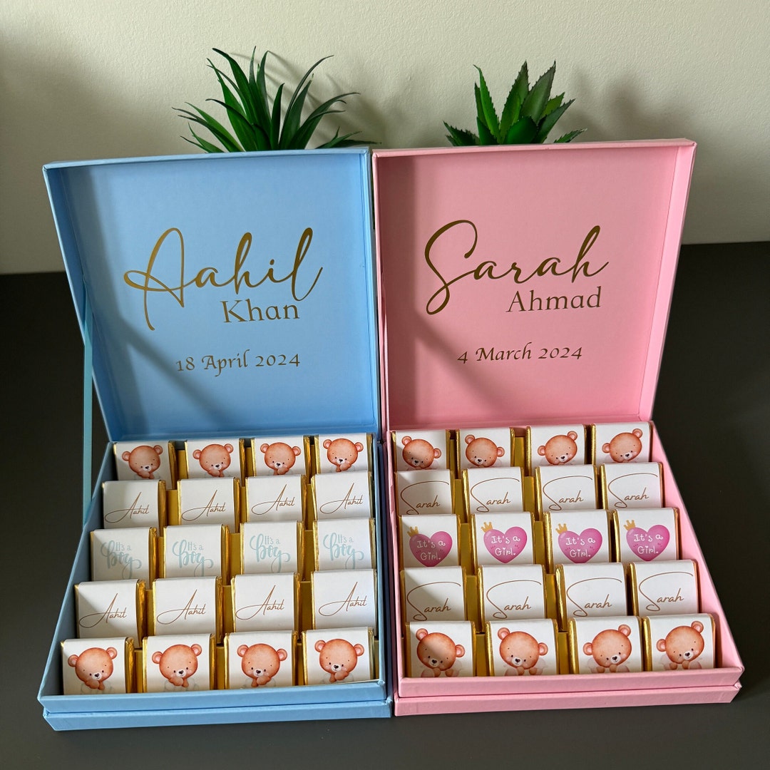 Personalised Baby Themed Chocolate Box. Baby Birth Gift, Baby Shower ...
