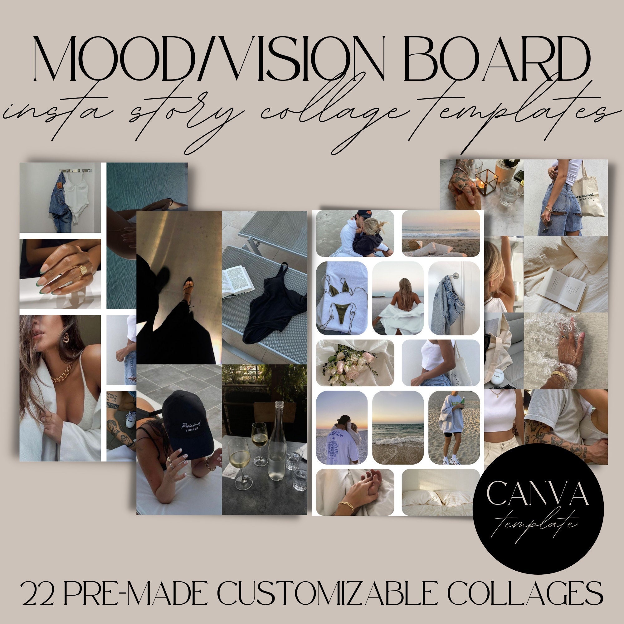 Mood & Vision Board Collage Templates, Insta Story Canva Template ...