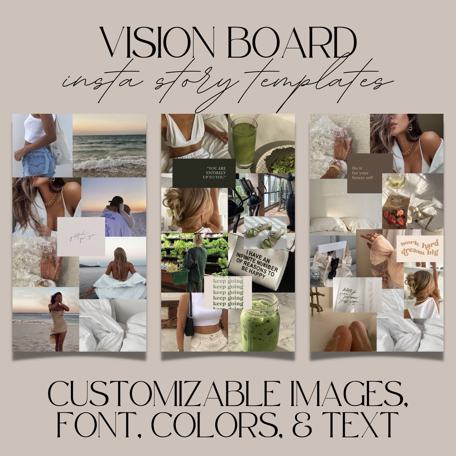 Mood & Vision Board Collage Templates, Insta Story Canva Template ...