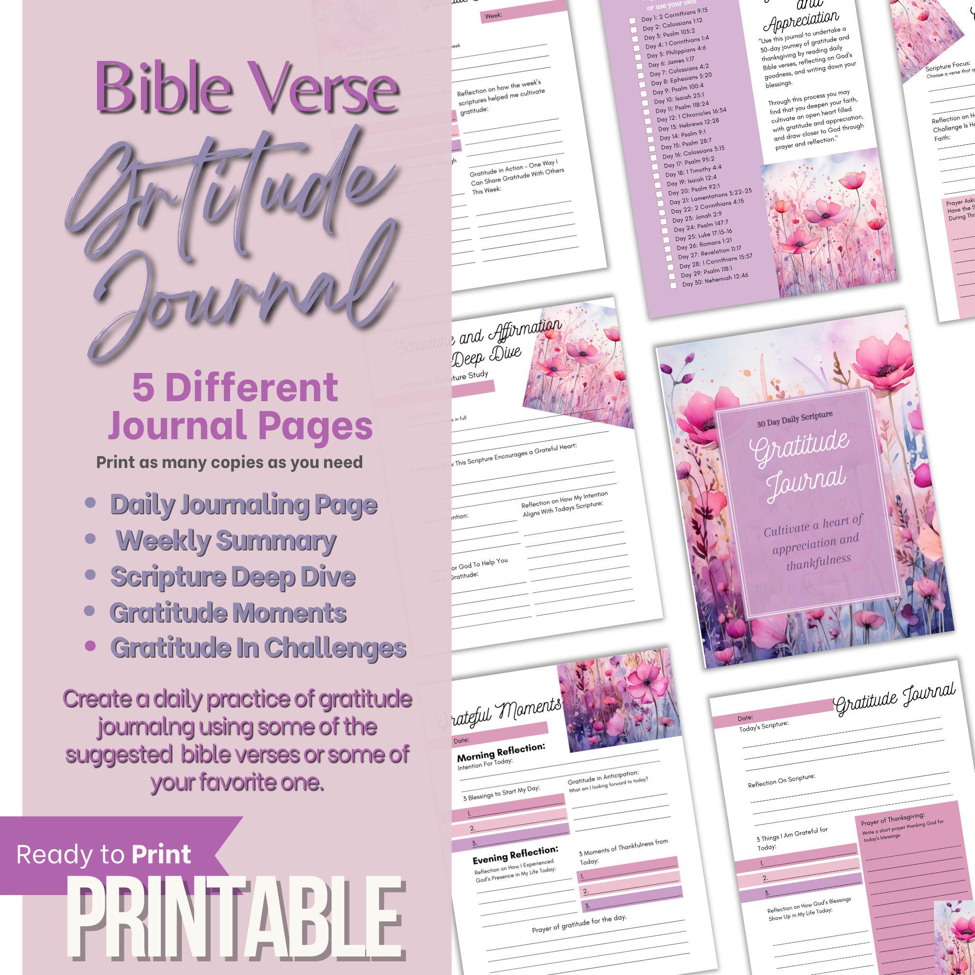 Bible Verse Gratitude Journal I Spiritual Gratitude Journal I Printable ...