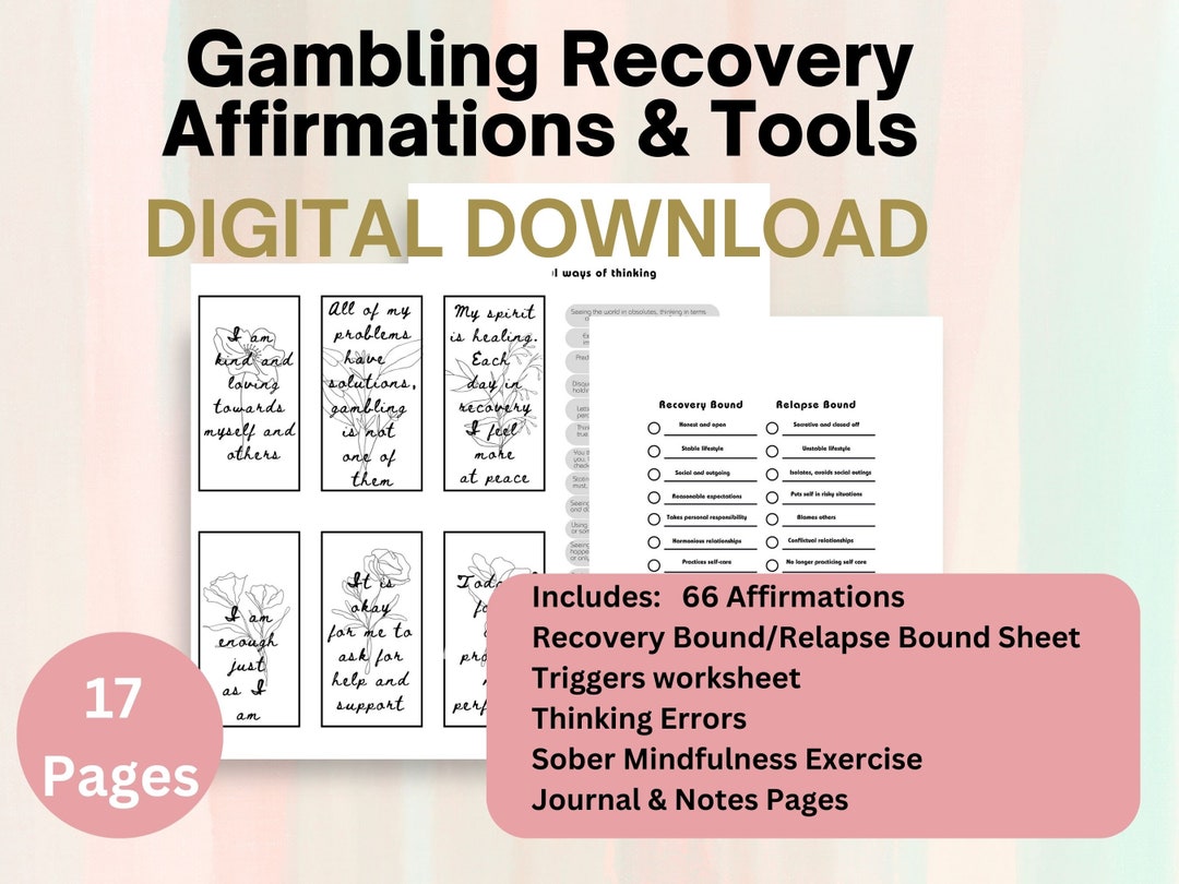 Gambling Addiction Affirmation Cards I Recovery Worksheets and ...