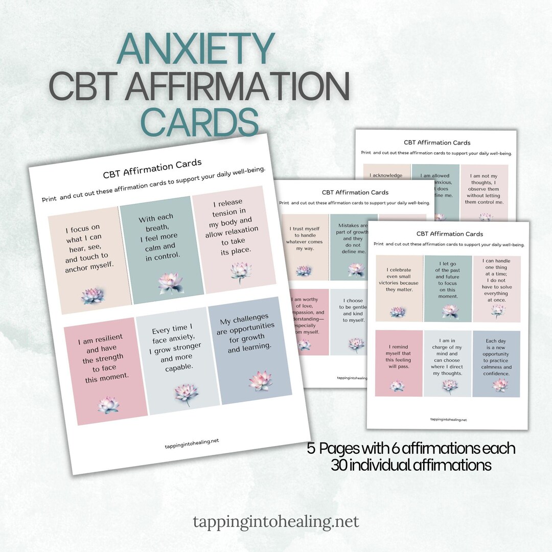Anxiety Affirmation Cards, Anxiety Relief Affirmations, CBT Affirmation ...