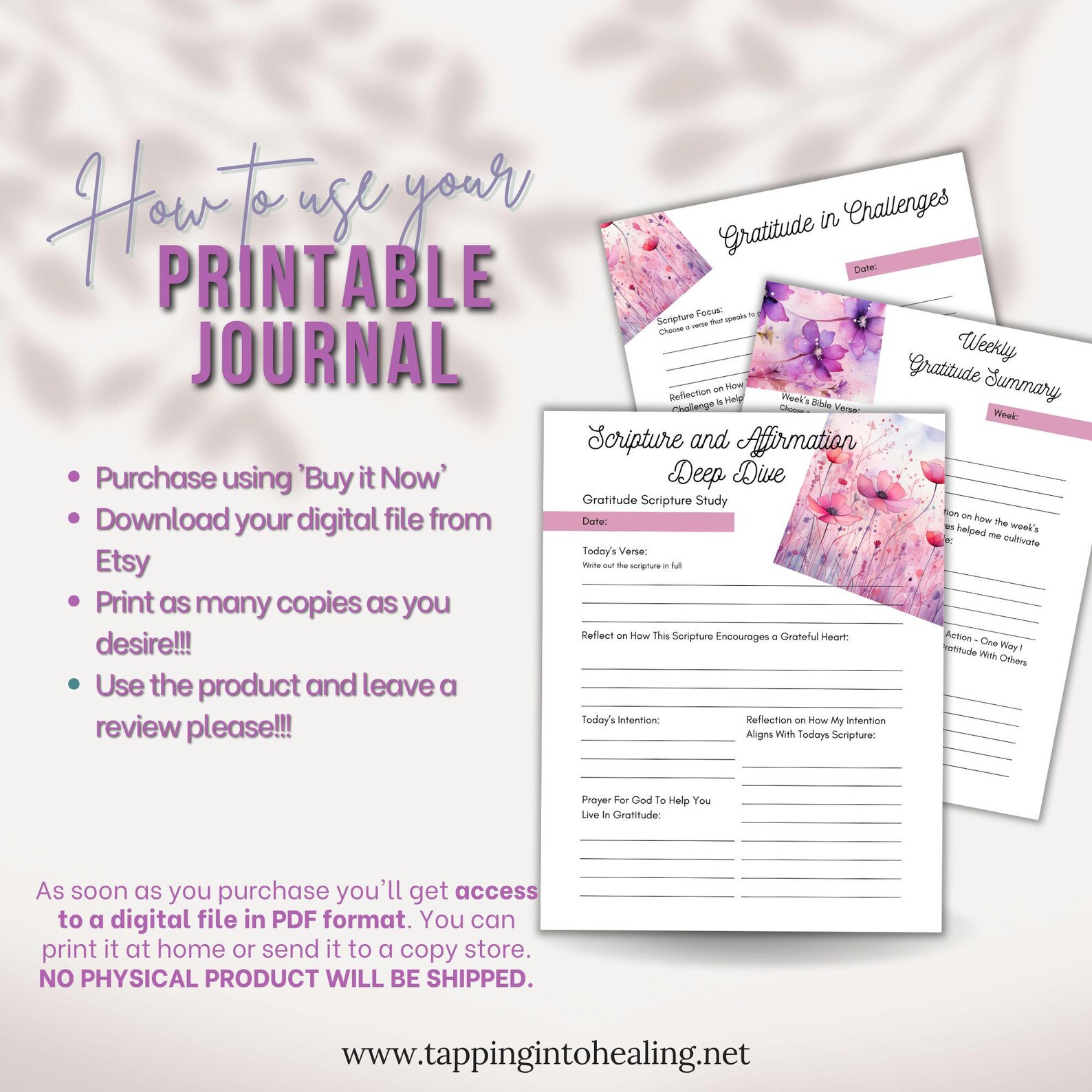 Bible Verse Gratitude Journal I Spiritual Gratitude Journal I Printable ...