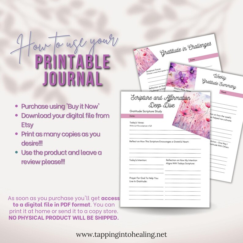 Bible Verse Gratitude Journal I Spiritual Gratitude Journal I Printable ...