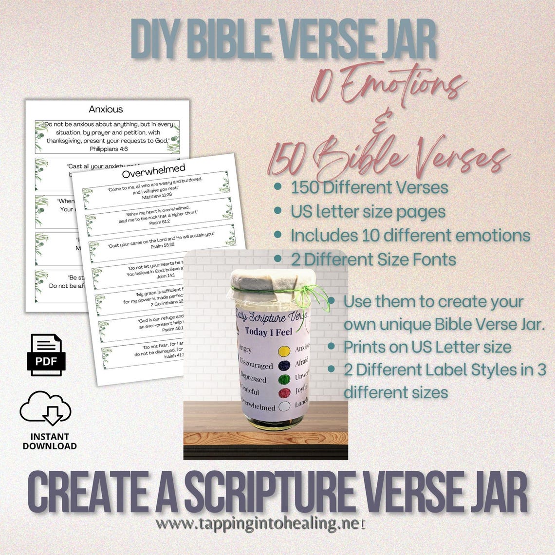 DIY Bible Verse Jar, DIY Scripture Jar, Printable Bible Verses for ...
