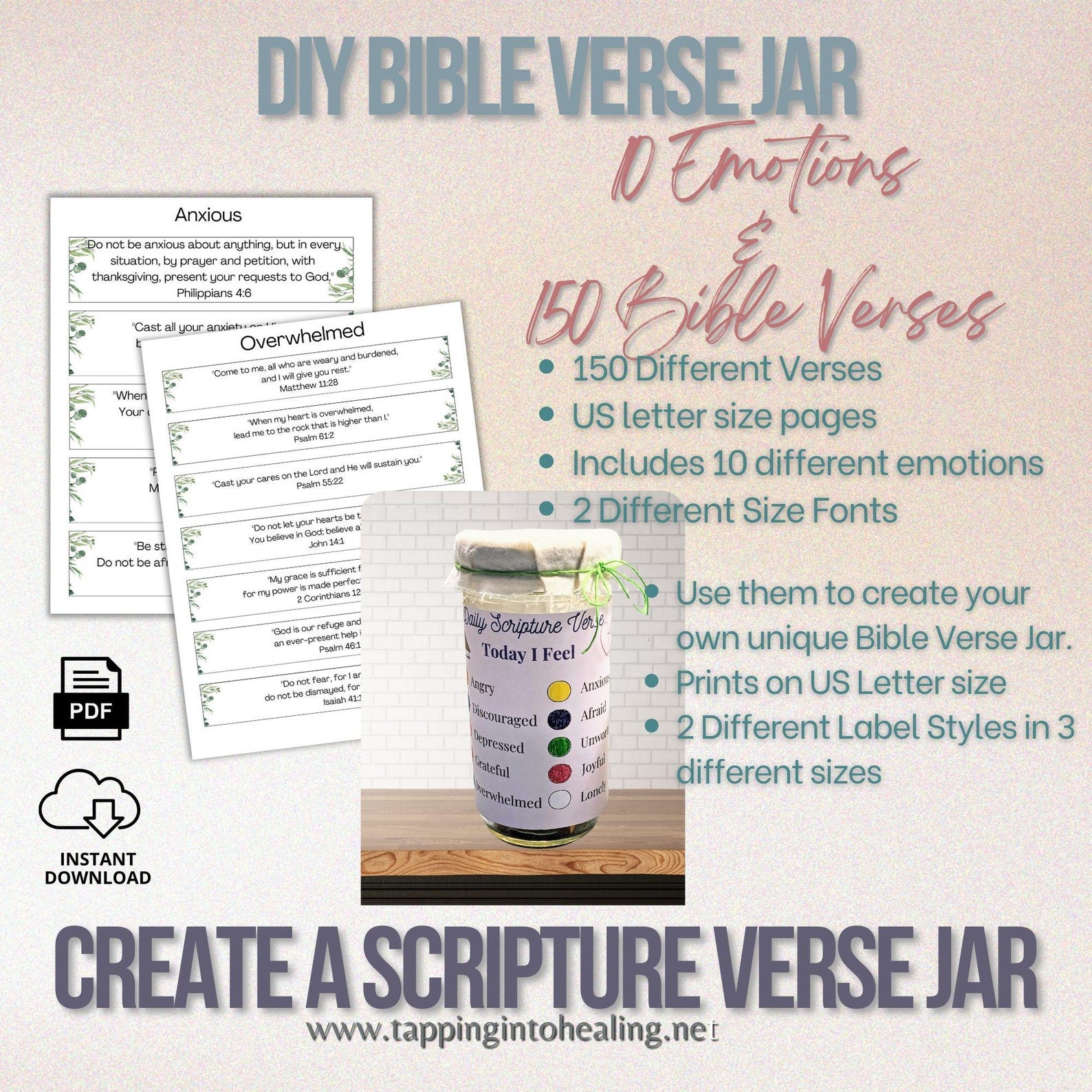 DIY Bible Verse Jar, DIY Scripture Jar, Printable Bible Verses for ...