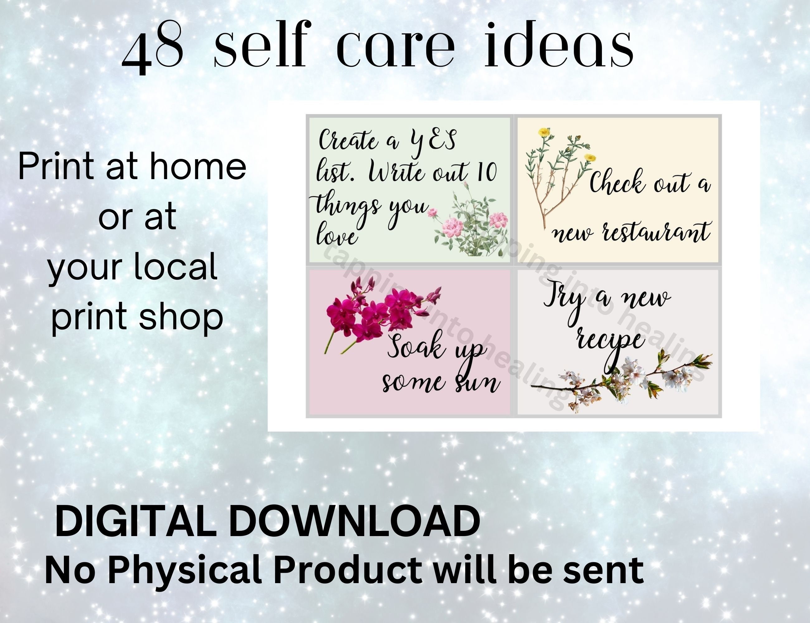 Self-care Cards I 48 Printable Self-care Idea Cards for Mental - Etsy