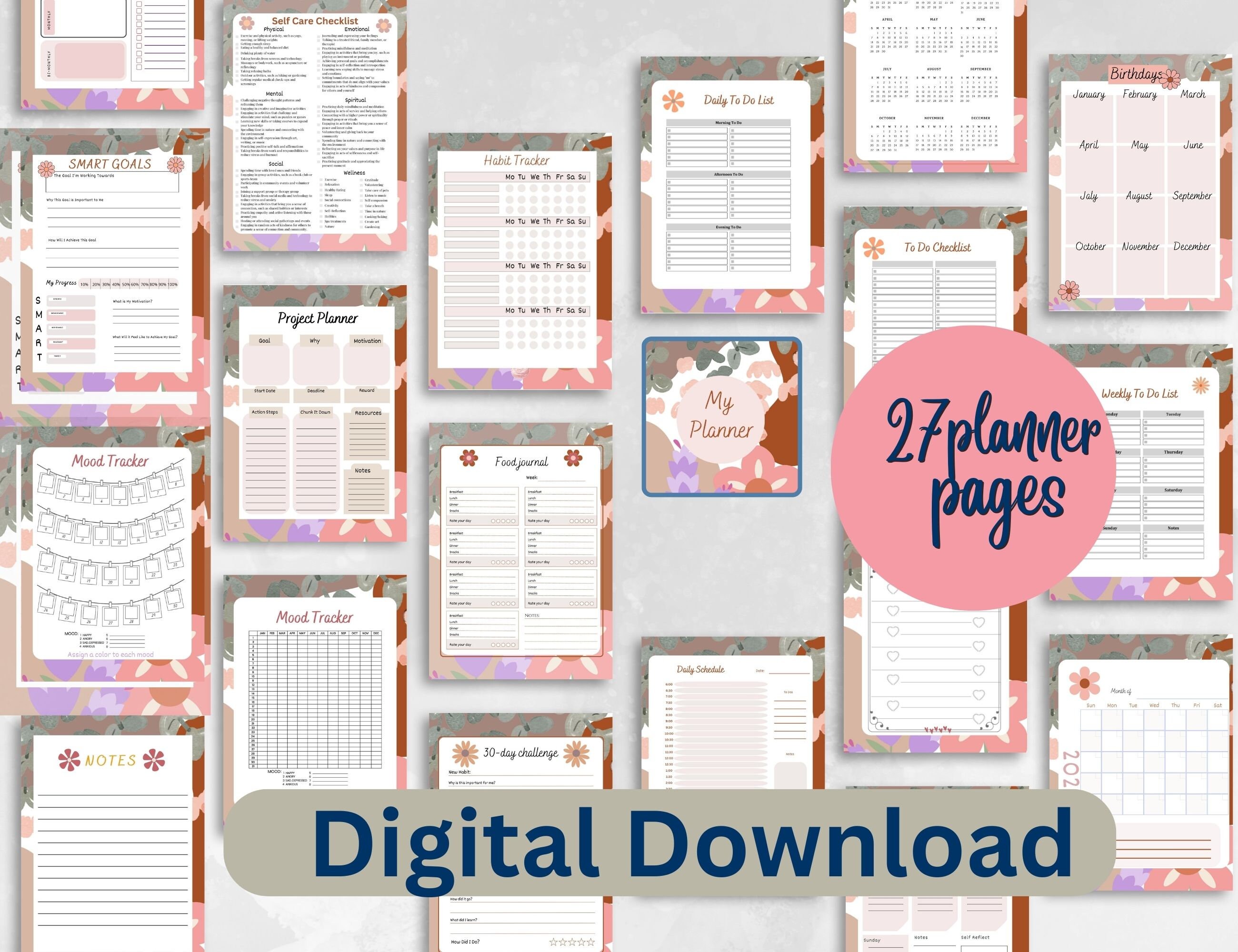 2023-2024 Printable Planner Boho Design I Daily to Do Lists I Habit ...