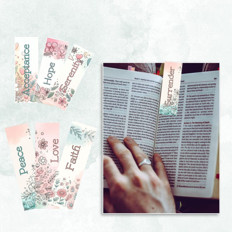 Serenity Floral Bookmarks, Printable Inspirational Bookmarks, Bookmarks ...