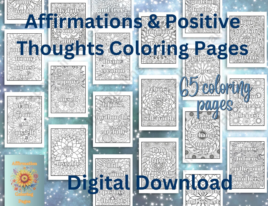 Positive Affirmation Coloring Pages I 65 Different - Etsy