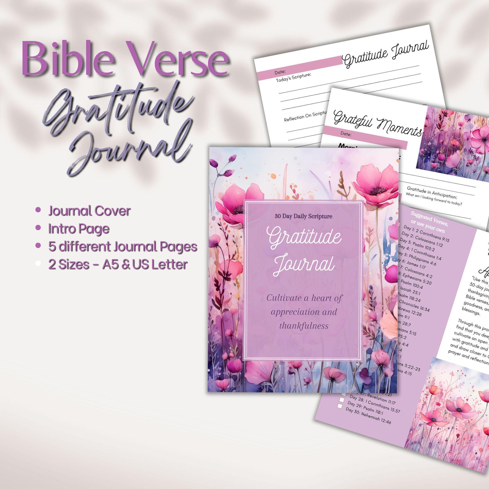 Bible Verse Gratitude Journal I Spiritual Gratitude Journal I Printable ...