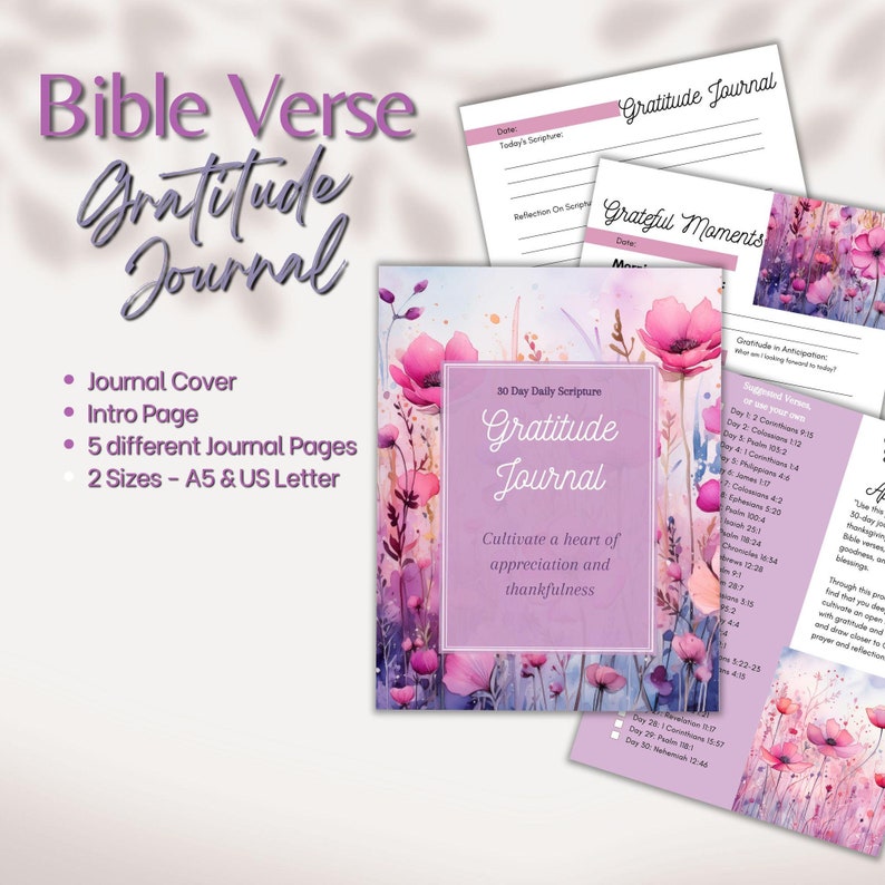 Bible Verse Gratitude Journal I Spiritual Gratitude Journal I Printable ...