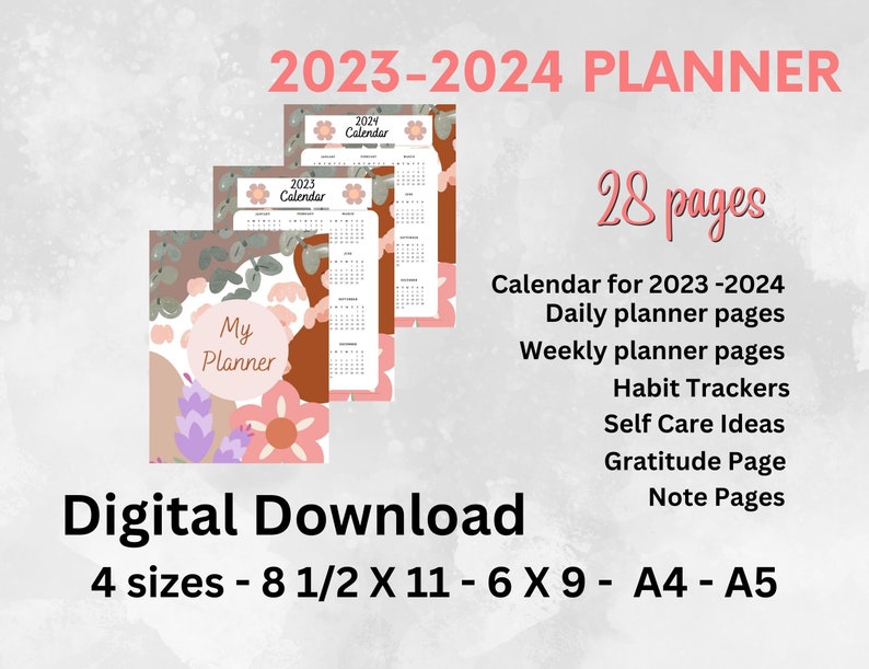 2023-2024 Printable Planner Boho Design I Daily to Do Lists I Habit ...