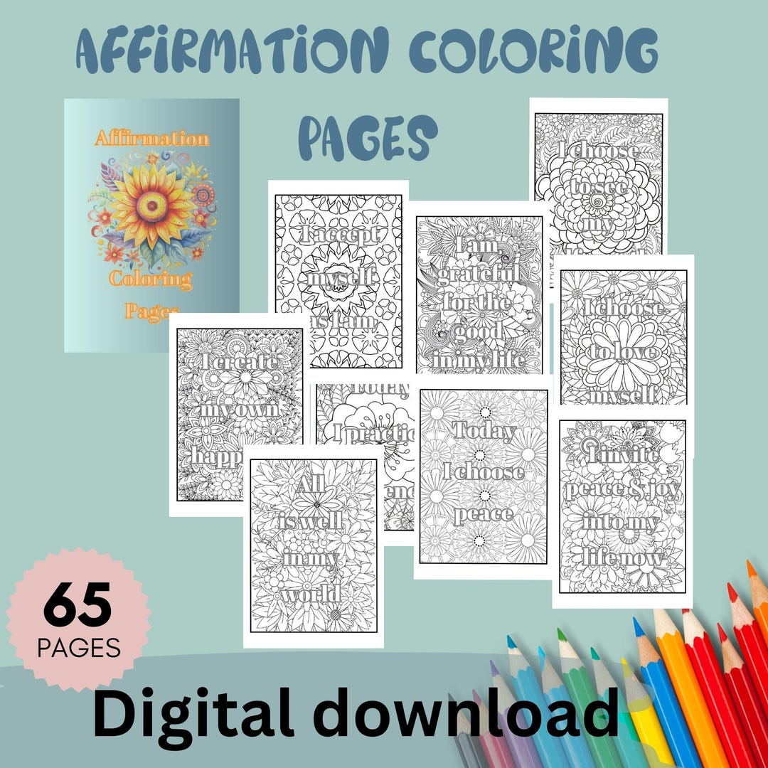 Affirmation Coloring Pages, Printable Coloring Page, Adult Coloring ...