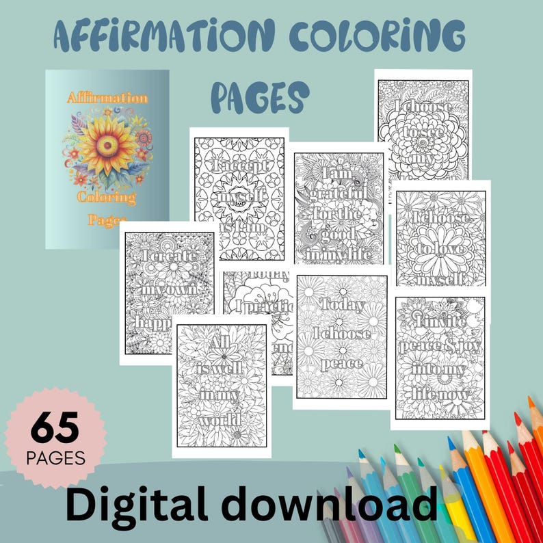 Affirmation Coloring Pages, Printable Coloring Page, Adult Coloring ...