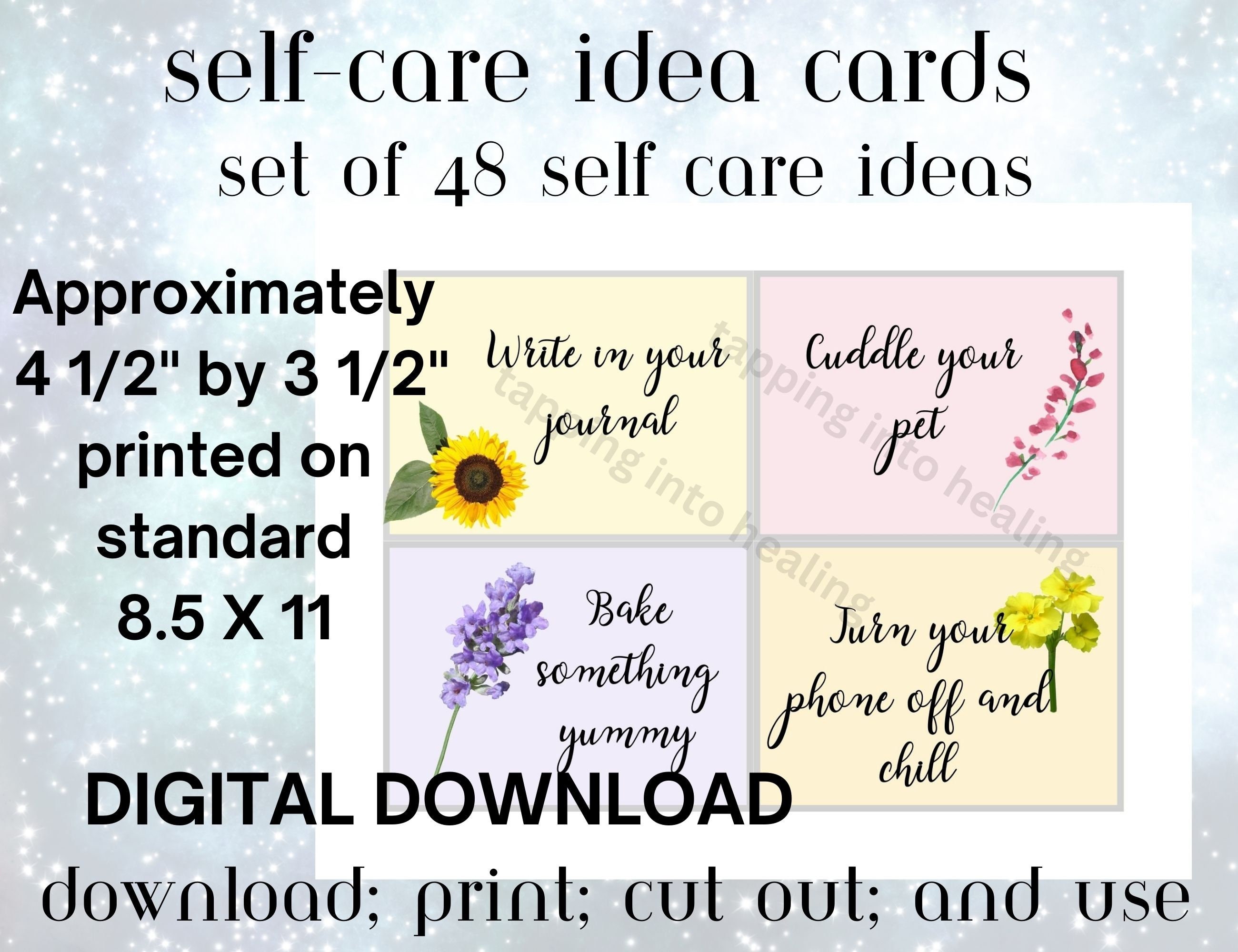 Self-care Cards I 48 Printable Self-care Idea Cards for Mental and ...