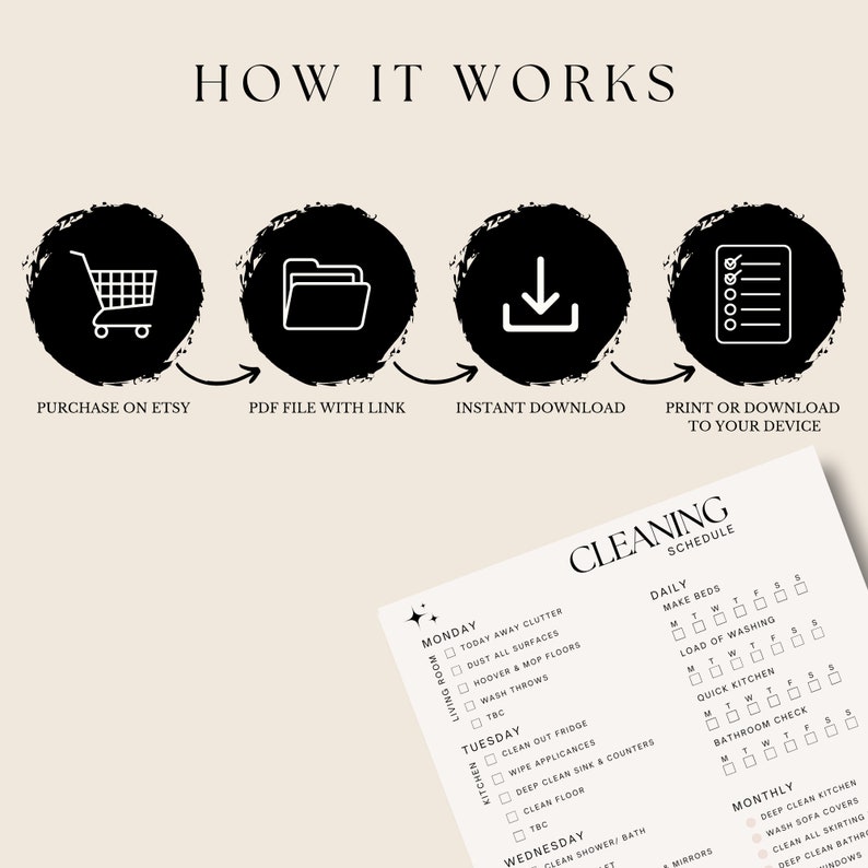 Editable Weekly Cleaning Schedule, Minimal Cleaning Plan - Etsy