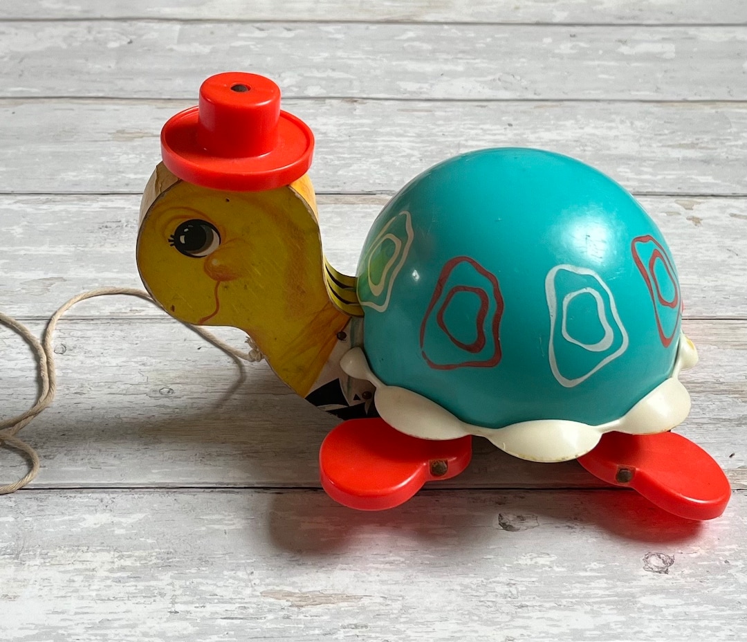 Vintage 1962 Fisher Price Pull Along Turtle Toy - Etsy