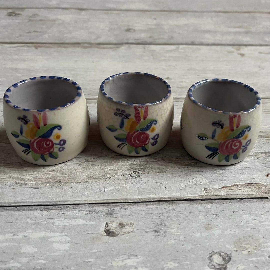 1950s Poole Pottery Floral Egg Cups Set of 3 - Etsy