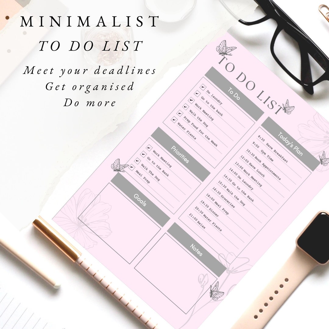 Cute Minimalist to Do List, Daily Schedule, Printable to Do List, Day ...