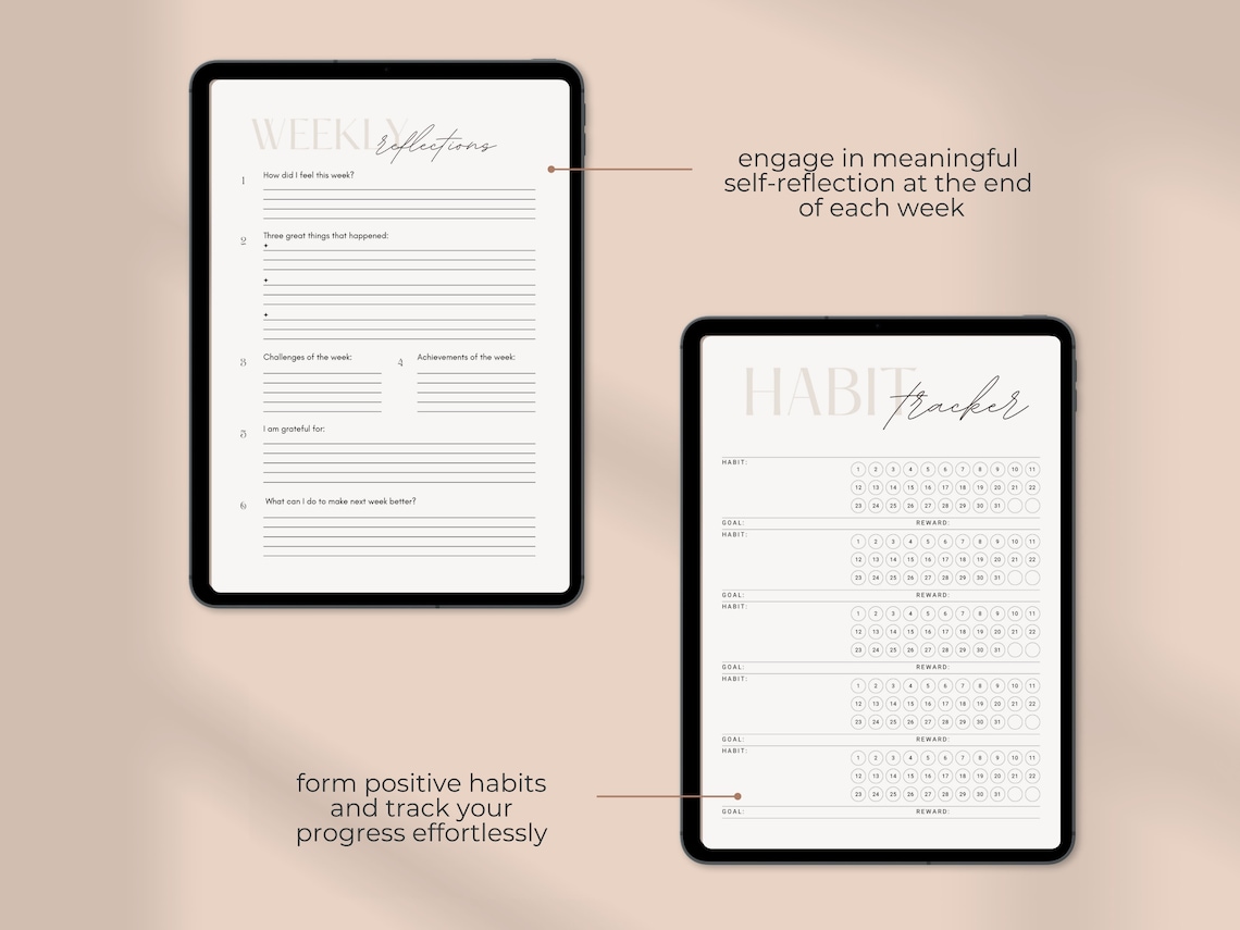 Minimalist Planner, Digital Planner Bundle, Undated Planner, Monthly ...