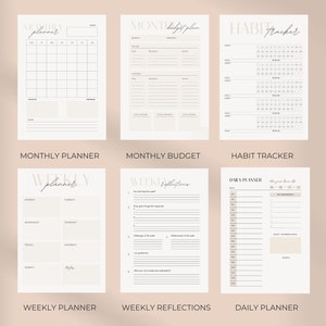 Minimalist Planner, Digital Planner Bundle, Undated Planner, Monthly ...