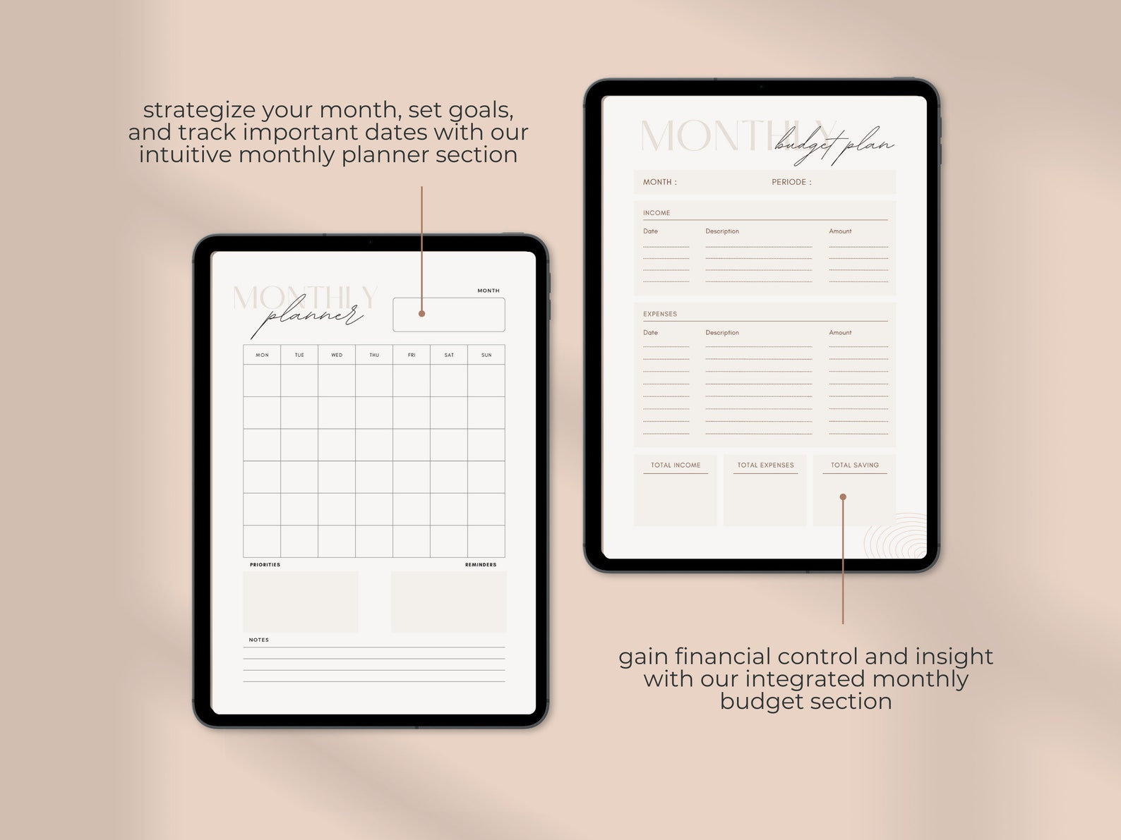 Minimalist Planner, Digital Planner Bundle, Undated Planner, Monthly ...