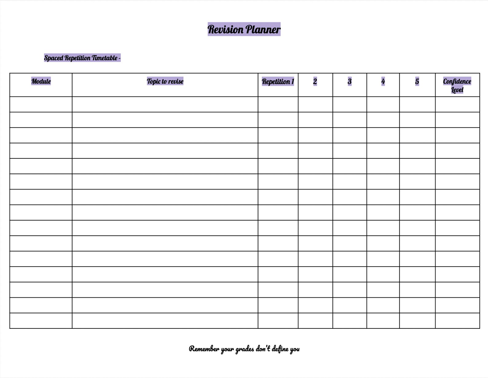 Spaced Repetition Revision Planner DIGITAL PRINTOUT - Etsy