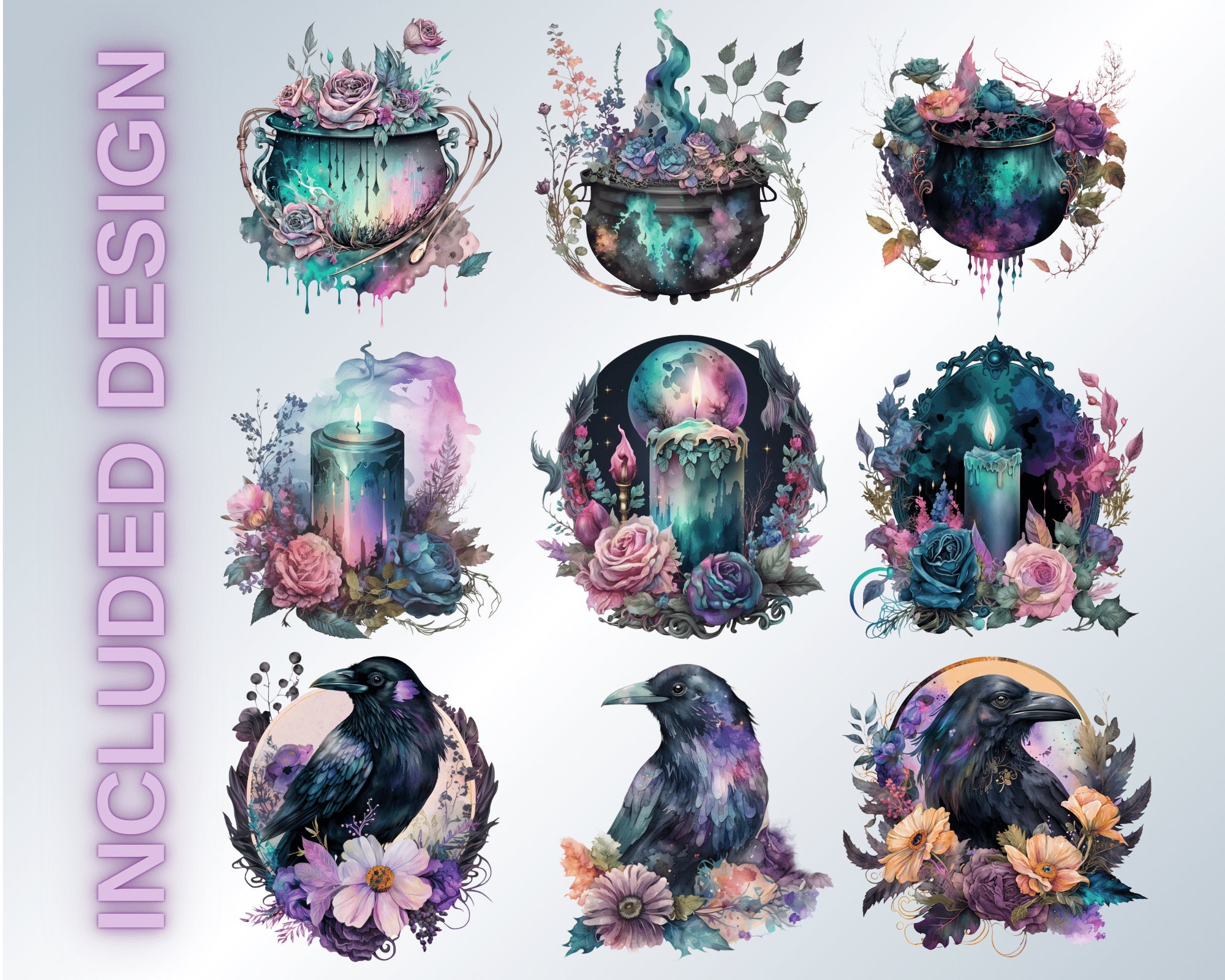 Witchy Clipart Bundle, Magical Witch PNG, Cauldron Spells Clip Art ...