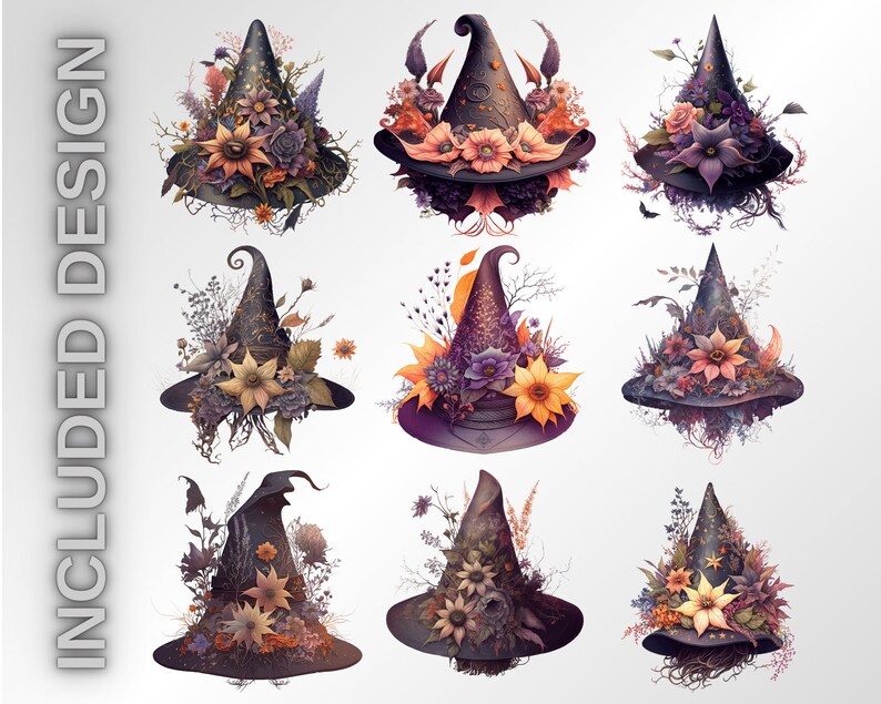 Witch Hat Clipart, Witches Hat PNG, Transparent Png, Floral Hats Clip ...
