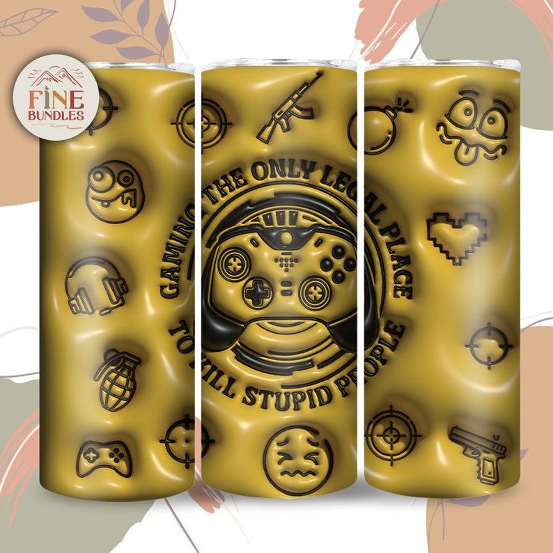 3D Inflated Gamer Tumbler Wrap Bundle, Gamer Wrap for 20 Oz Skinny ...