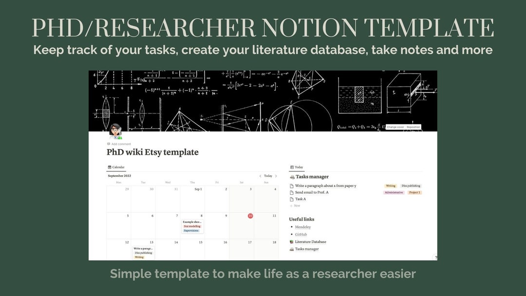 Phd Student/researcher Notion Template, Notion Template for Grad ...